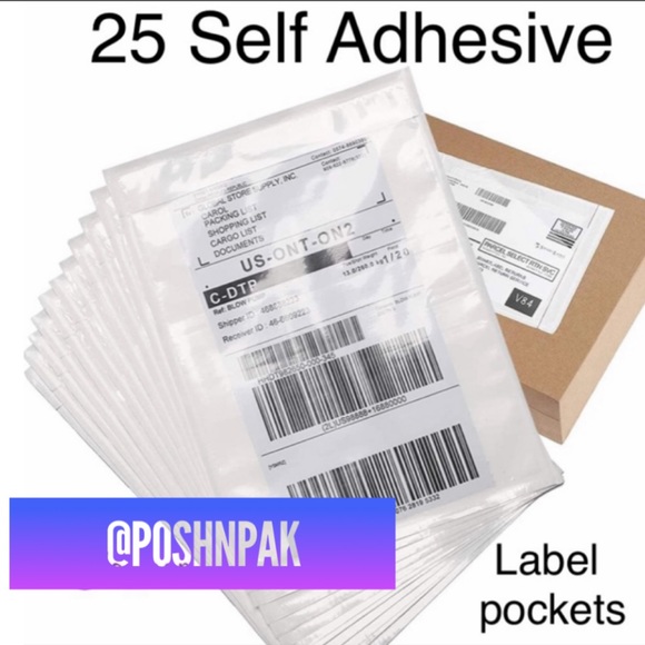 Office | 25 Clear Self Adhesive Paper Label Protective Pocket | Poshmark